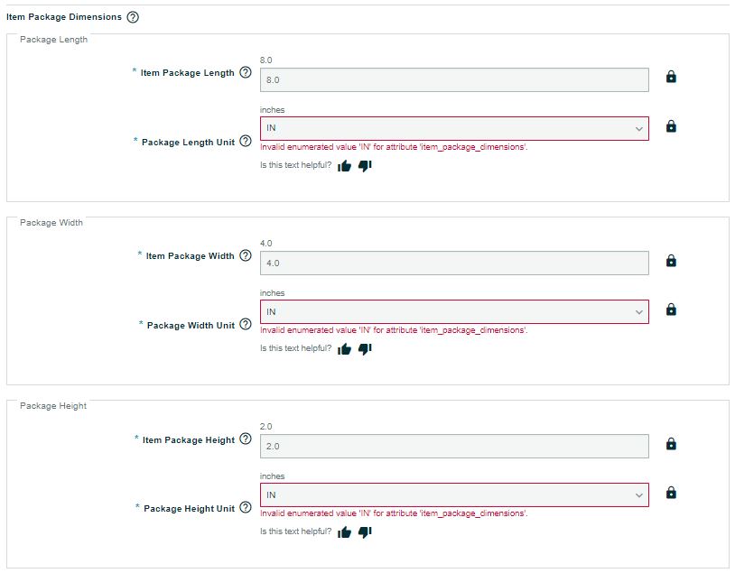 Unable to edit listings due to "Invalid enumerated value 'IN' for attribute 'item_package ...