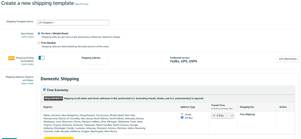 Shipping Templates 1.01, how to fill a Shipping Template step-by-step