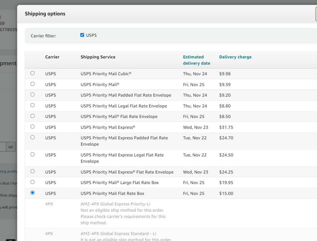 Amaz shipping only allowing Priority as option