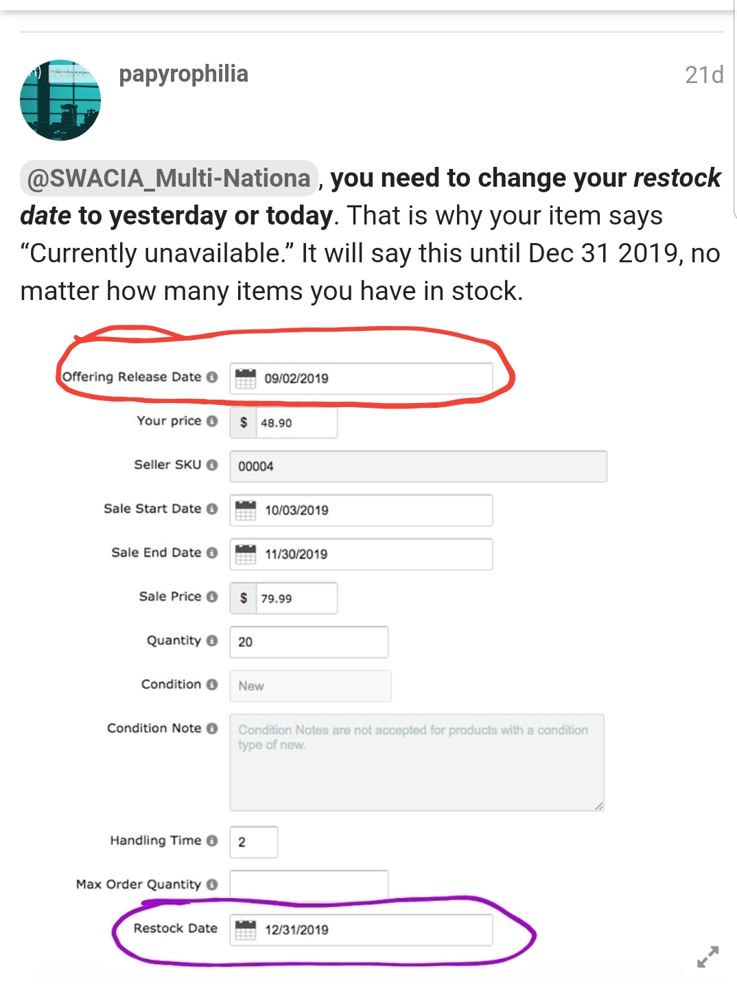 Amazon says my item is not available but it is