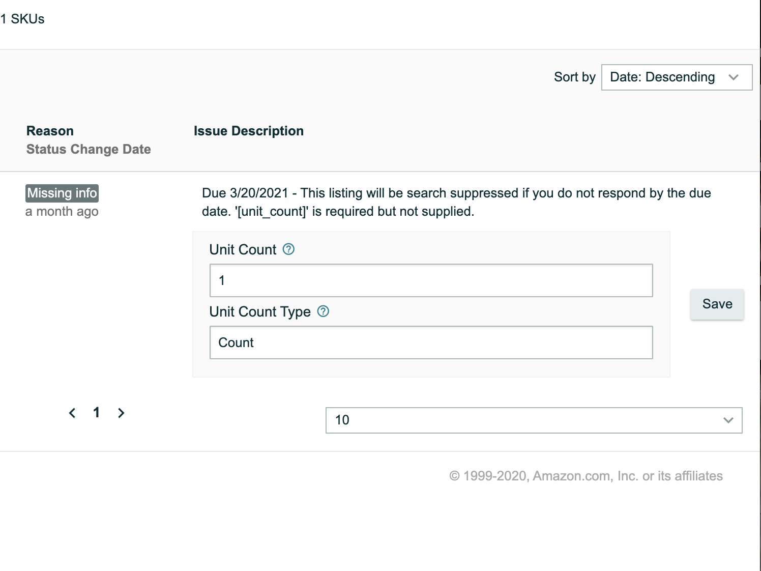 Suppressed Listing - Unit Count and Unit Count Type won't update