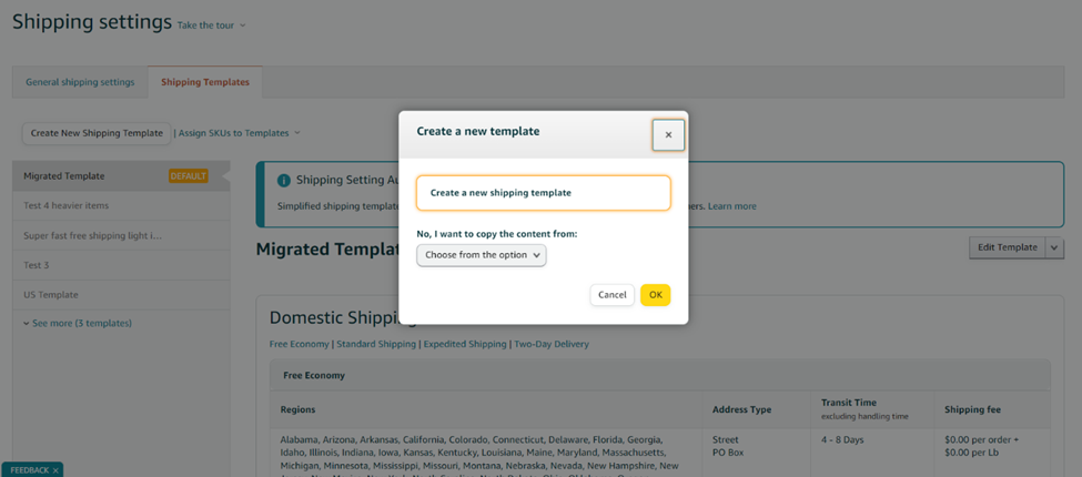 Shipping Templates 1.01, how to fill a Shipping Template step-by-step