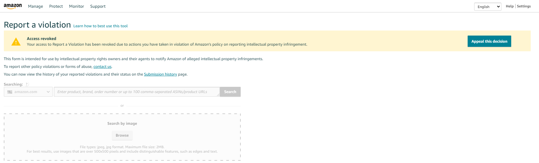 Your access to Report a Violation has been revoked due to actions you ...
